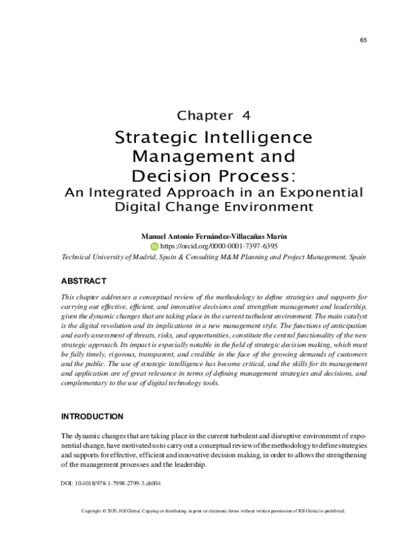 (PDF) Strategic Intelligence Management and Decision Process