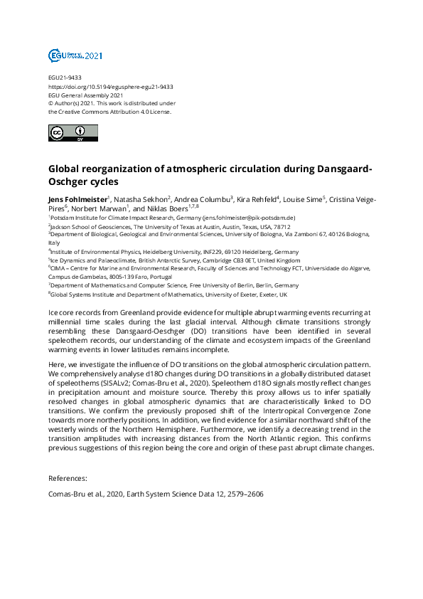 (PDF) Global reorganization of atmospheric circulation during Dansgaard ...