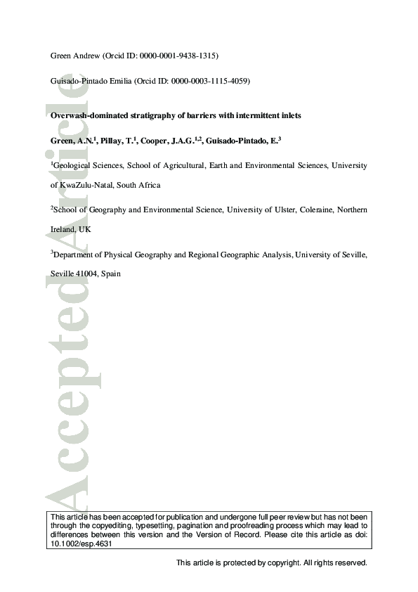 (PDF) Overwash‐dominated stratigraphy of barriers with intermittent inlets