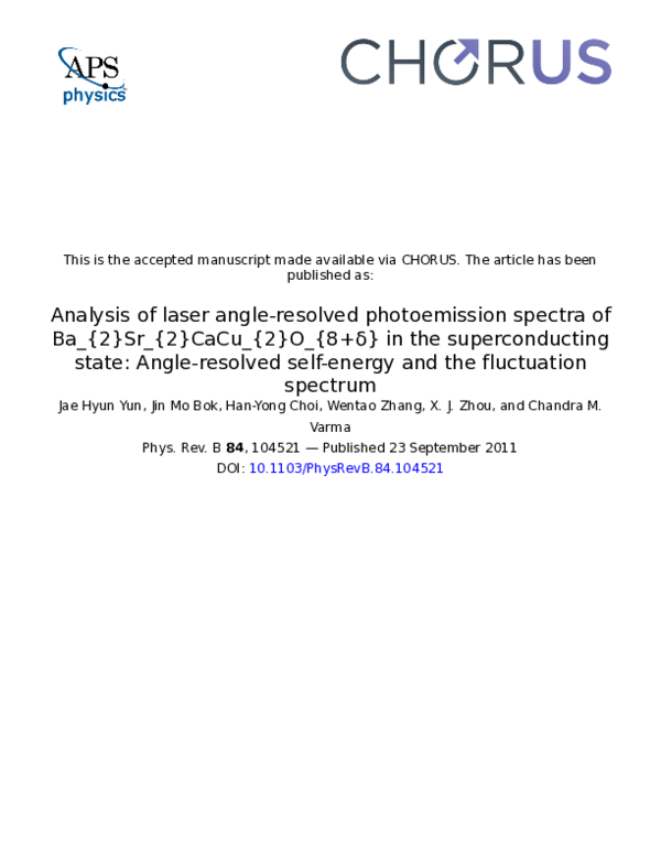 (PDF) Analysis of laser angle-resolved photoemission spectra of ...