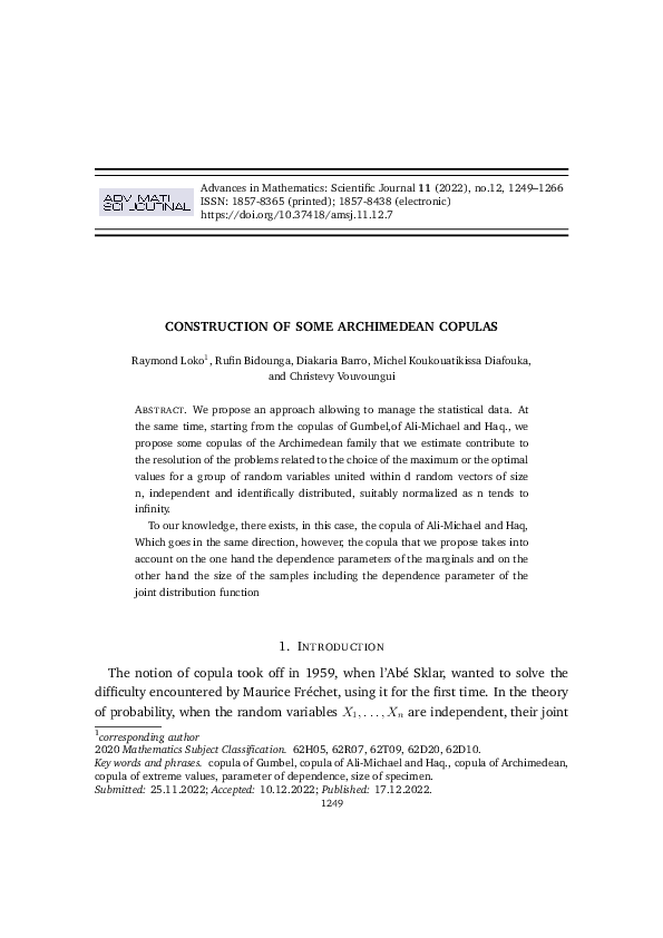 Pdf Construction Of Some Archimedean Copulas