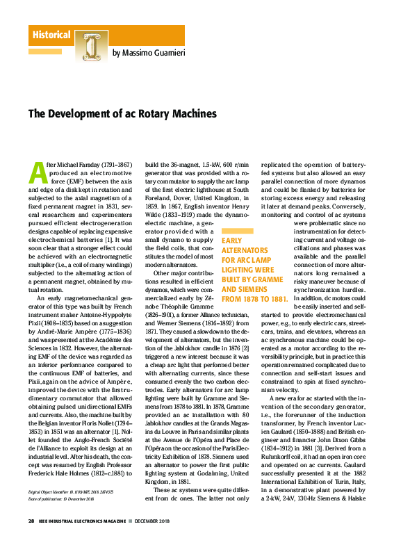 (PDF) The Development of ac Rotary Machines [Historical]