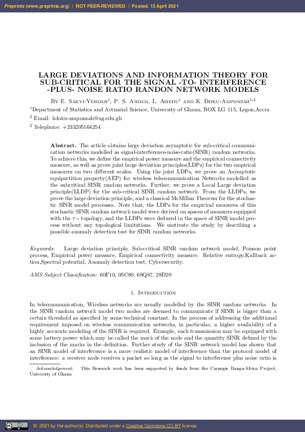 (PDF) Large deviations and information theory for sub-critical signal-to-interference-plus-noise ...