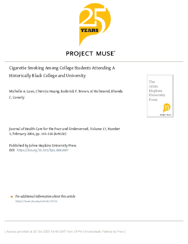 (PDF) Cigarette Smoking Among College Students Attending A Historically ...