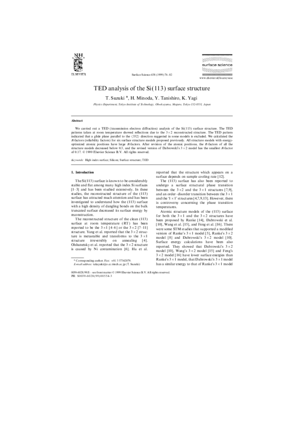 (PDF) TED analysis of the Si(113) surface structure