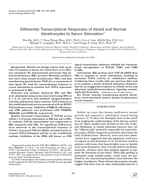 (PDF) Differential Transcriptional Responses of Keloid and Normal ...