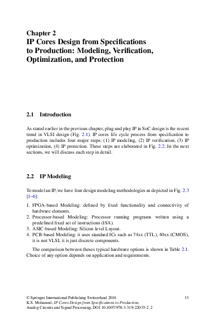 Pdf Ip Cores Design From Specifications To Production Modeling Verification Optimization