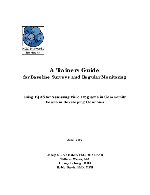 (PDF) A trainers guide for baseline surveys and regular monitoring ...
