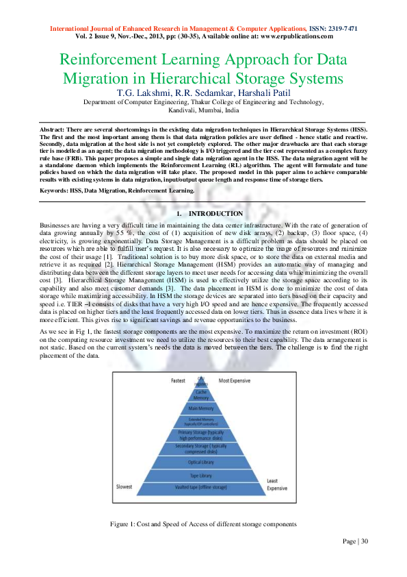 (PDF) Reinforcement Learning Approach for Data Migration in Hierarchical Storage Systems