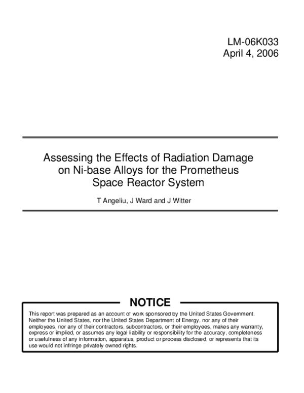 (PDF) Assessing the effects of radiation damage on Ni-base alloys for ...