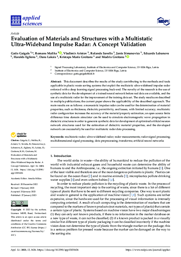 (PDF) Evaluation of Materials and Structures with a Multistatic Ultra ...