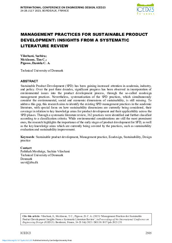 (PDF) Management Practices for Sustainable Product Development ...