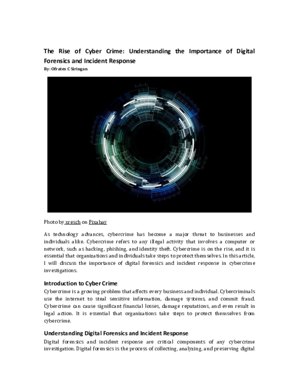 (PDF) The Rise of Cyber Crime: Understanding the Importance of Digital ...