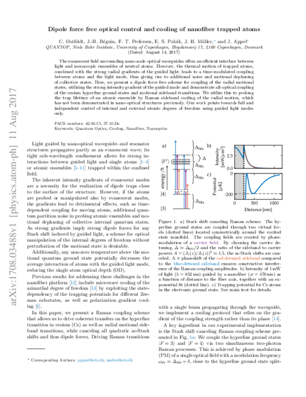 (PDF) Dipole force free optical control and cooling of nanofiber ...