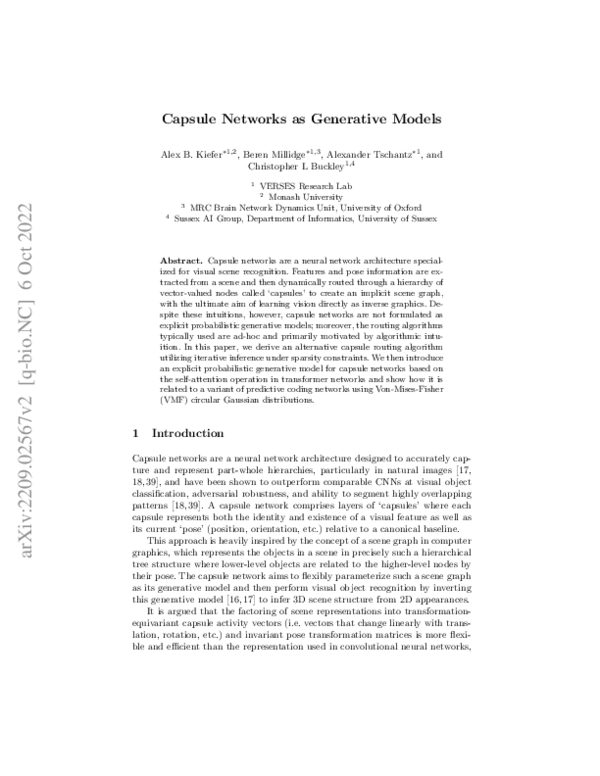 (PDF) Capsule Networks as Generative Models