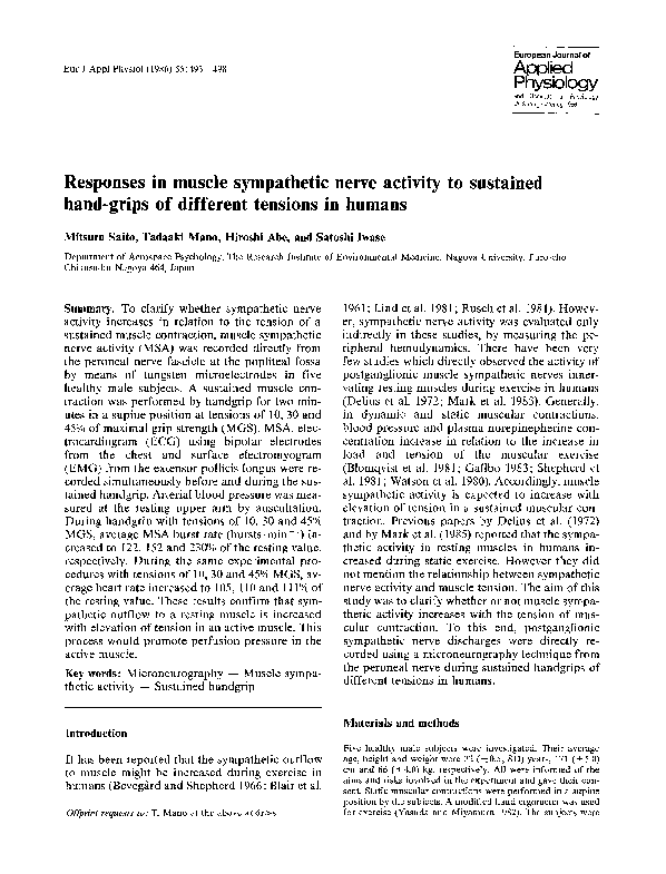 (PDF) Responses in muscle sympathetic nerve activity to sustained hand ...