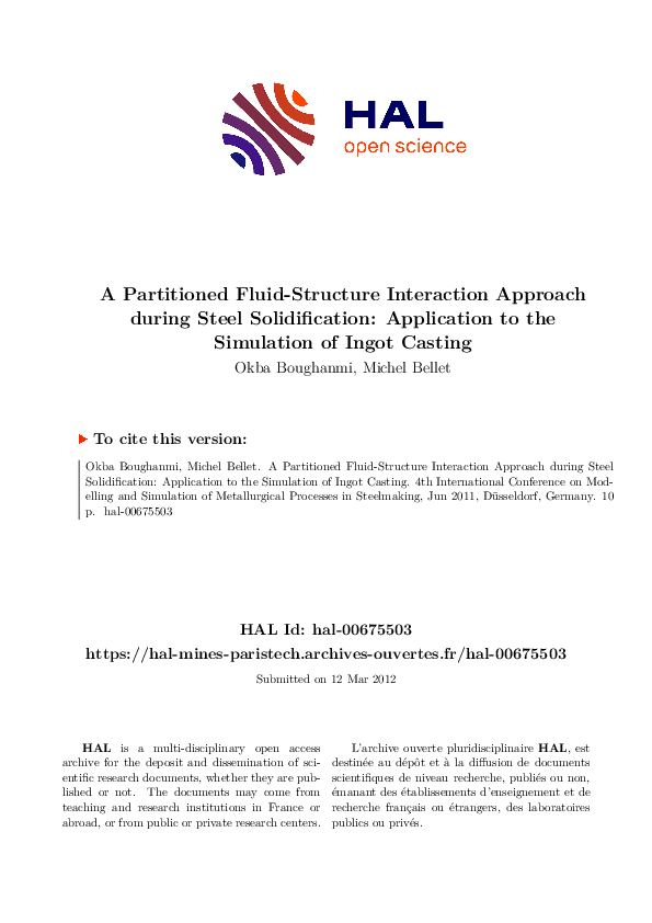 (PDF) 1 A Partitioned Fluid-Structure Interaction Approach during Steel ...