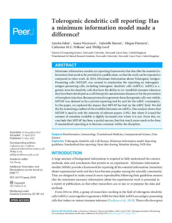 (PDF) Tolerogenic dendritic cell reporting: Has a minimum information ...