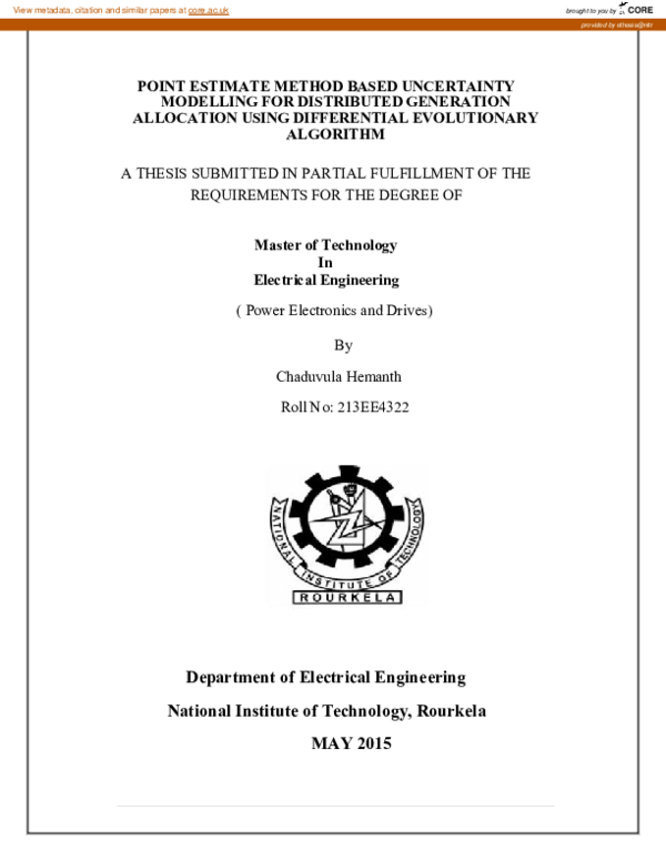 (PDF) Point Estimate Method Based Uncertainty Modelling For Distributed ...