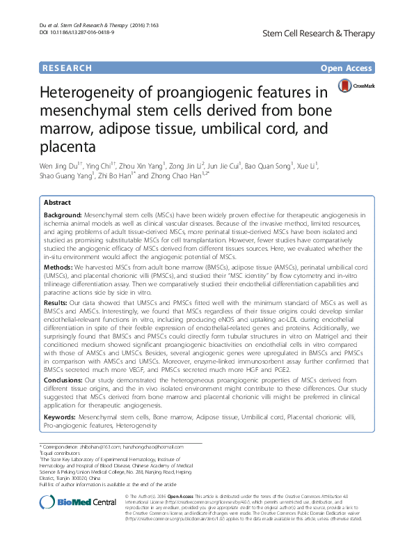 (PDF) Heterogeneity of proangiogenic features in mesenchymal stem cells ...