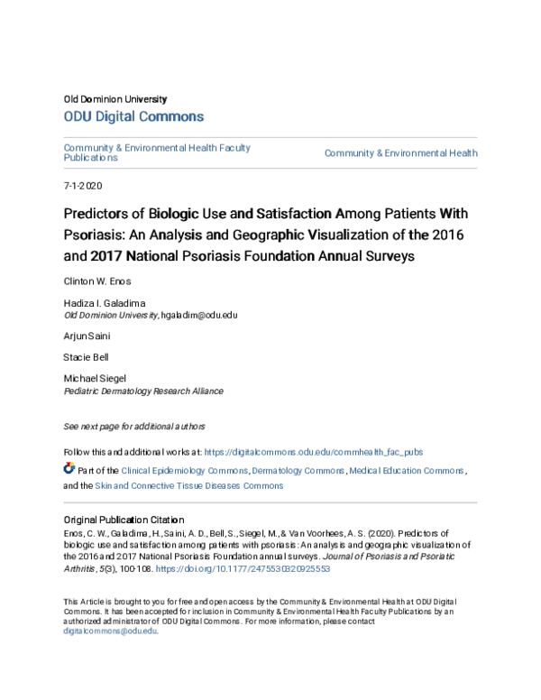(PDF) Predictors of Biologic Use and Satisfaction Among Patients With ...