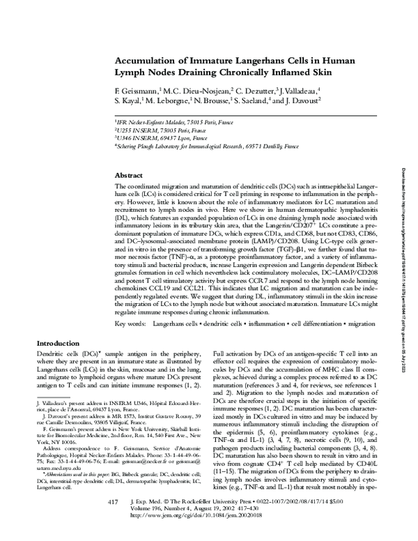 (PDF) Accumulation of Immature Langerhans Cells in Human Lymph Nodes ...