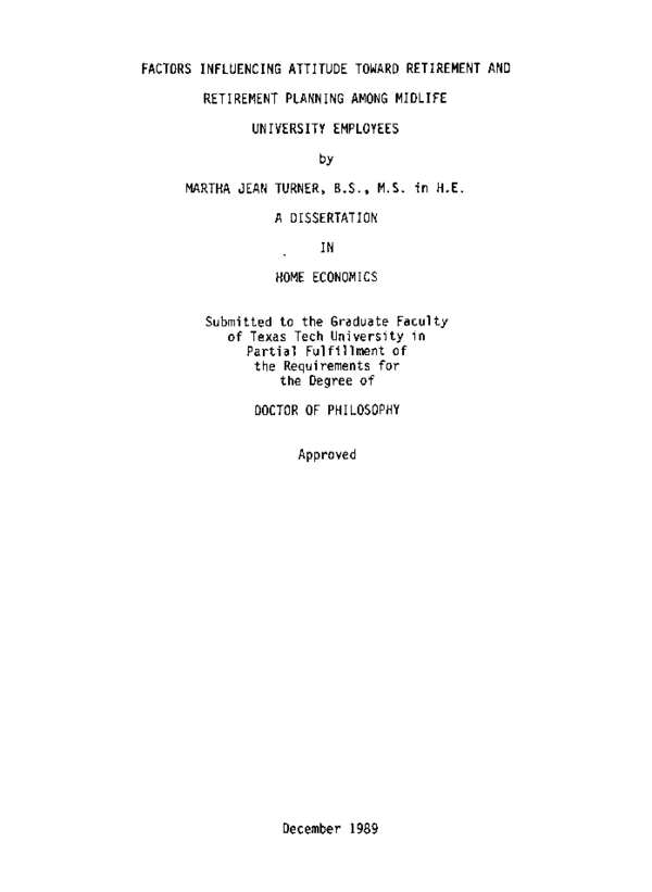 (PDF) Factors Influencing Attitude Toward Retirement and Retirement Planning Among Midlife ...