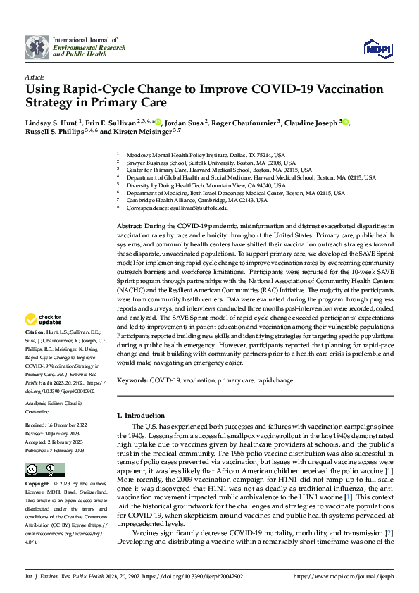 (PDF) Using Rapid-Cycle Change to Improve COVID-19 Vaccination Strategy ...