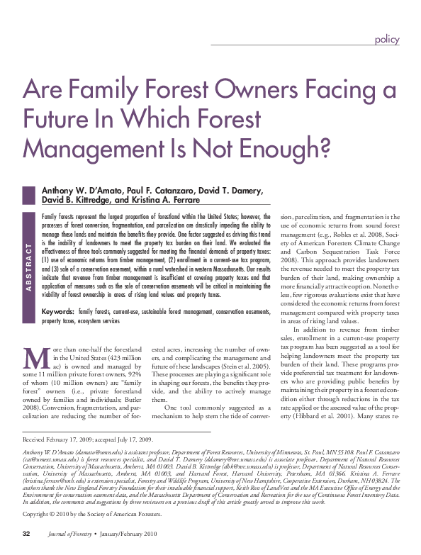 (PDF) Are Family Forest Owners Facing a Future In Which Forest ...
