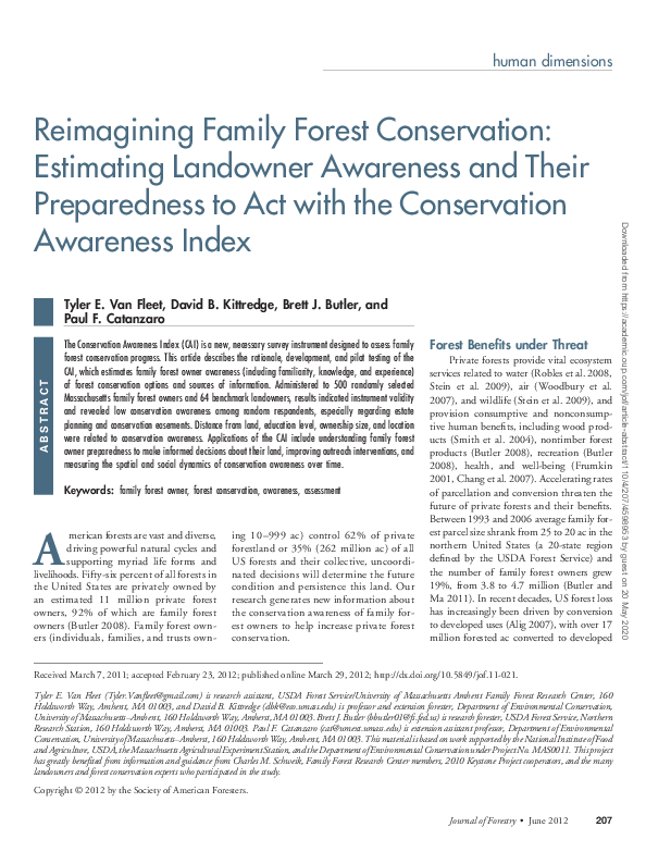 (PDF) Reimagining Family Forest Conservation: Estimating Landowner ...