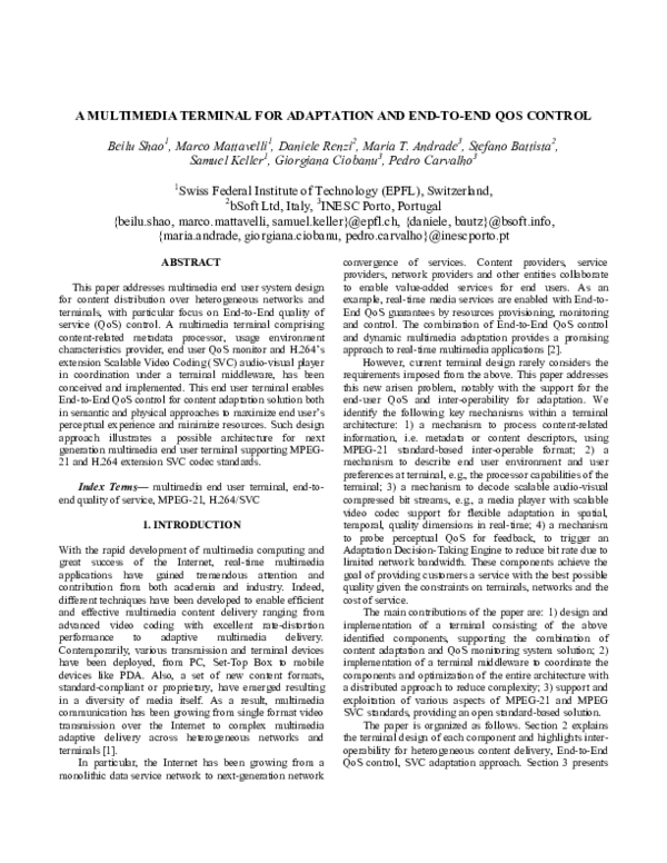 Pdf A Multimedia Terminal For Adaptation And End To End Qos Control 