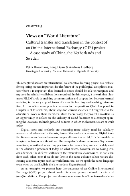 (PDF) Views on ‘World Literature': Cultural Transfer and Translation in ...
