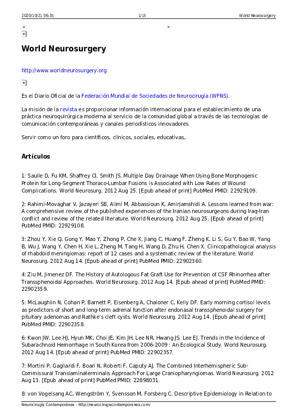 (PDF) World Neurosurgery and the World Federation of Neurosurgical Societies (WFNS) | Peter ...
