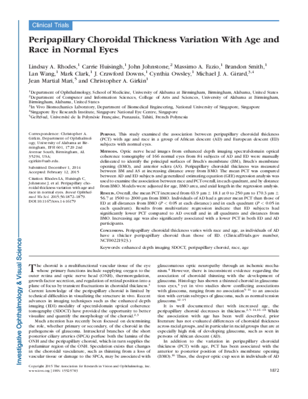 (PDF) Peripapillary Choroidal Thickness Variation with Age and Race in ...