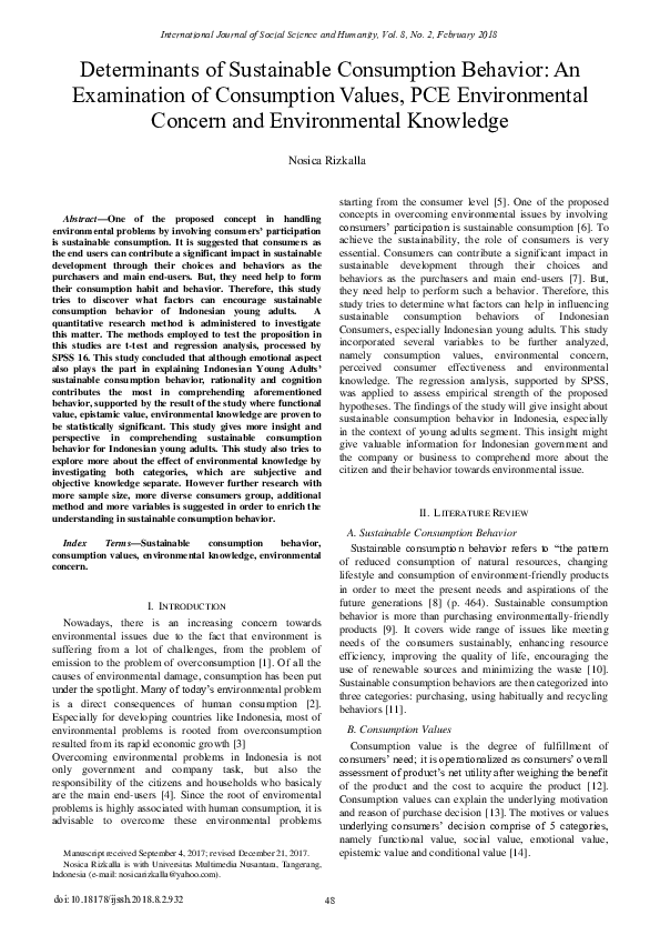 (PDF) Green Consumption Behavior Antecedents: Environmental Concern ...