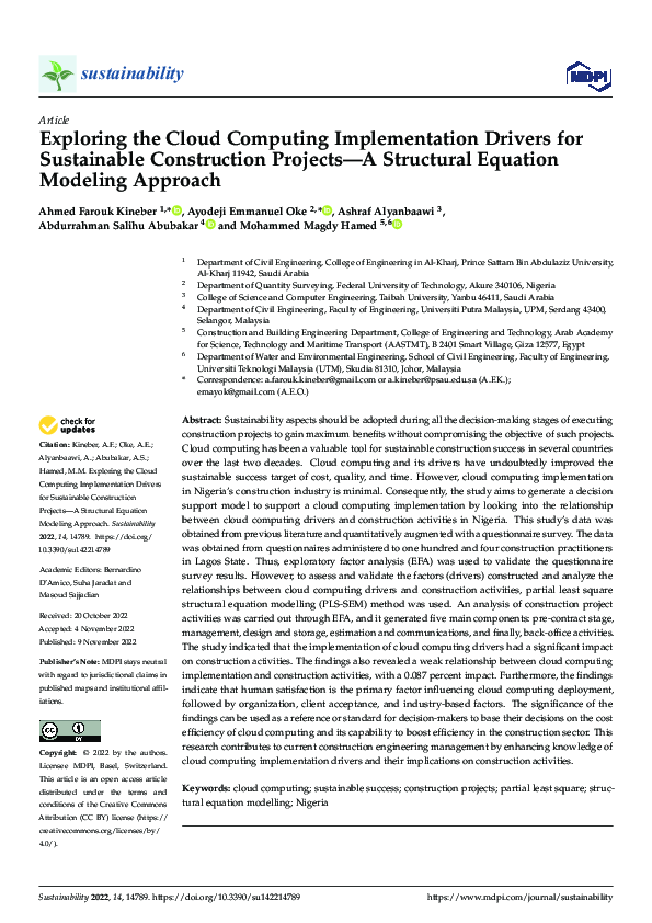 (PDF) Exploring the Cloud Computing Implementation Drivers for Sustainable Construction Projects ...