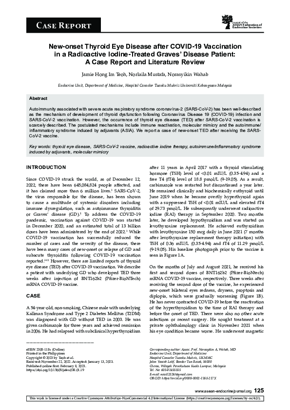 (PDF) New-onset Thyroid Eye Disease after COVID-19 Vaccination in a ...