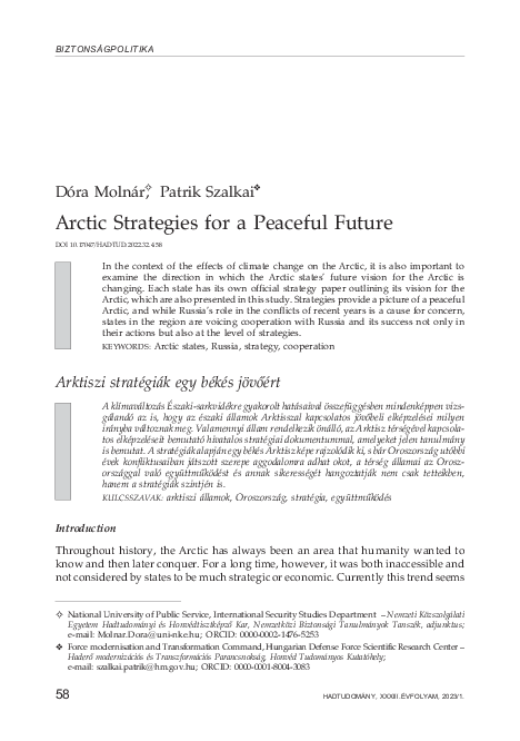 (PDF) Arctic Strategies for a Peaceful Future