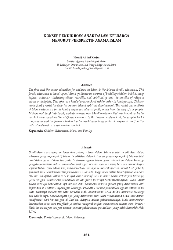 (PDF) Konsep Pendidikan Anak Dalam Keluarga Menurut Perspektif Agama Islam