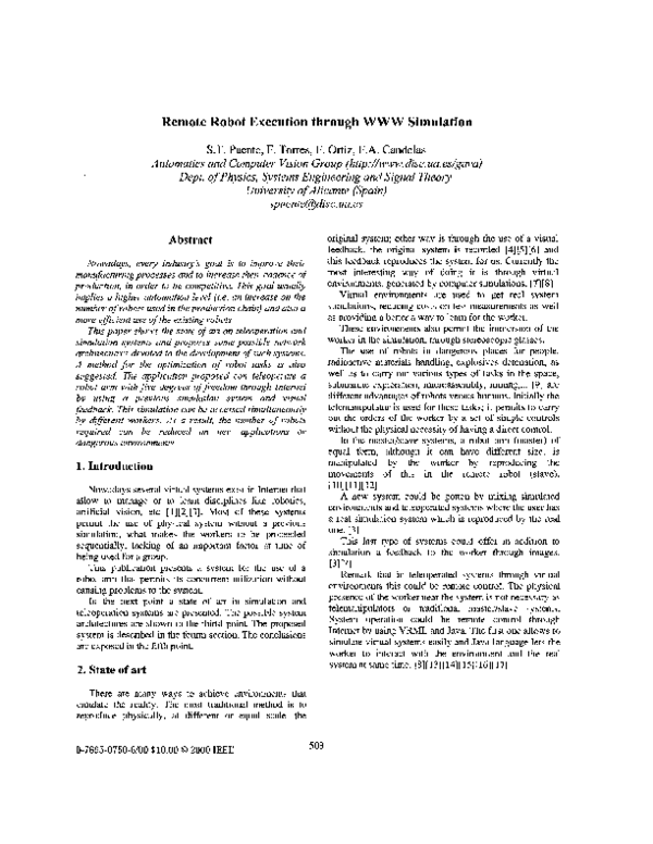 Pdf Remote Robot Execution Through Simulation