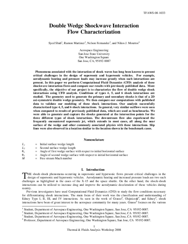 (PDF) Double Wedge Shockwave Interaction Flow Characterization
