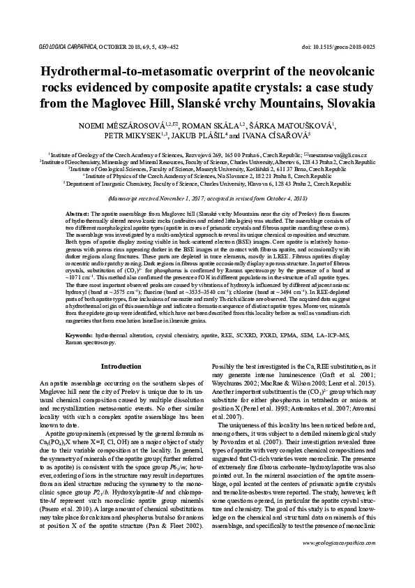 (PDF) Hydrothermal-to-metasomatic overprint of the neovolcanic rocks ...