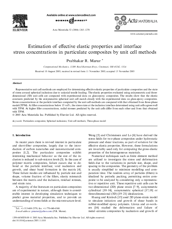 Pdf Estimation Of Effective Elastic Properties And Interface Stress