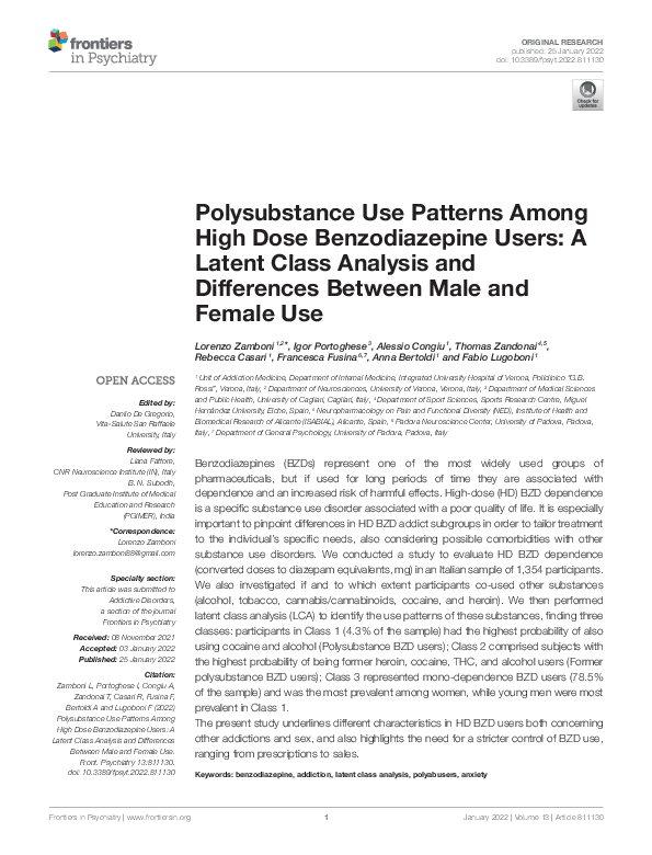 (PDF) Polysubstance Use Patterns Among High Dose Benzodiazepine Users ...