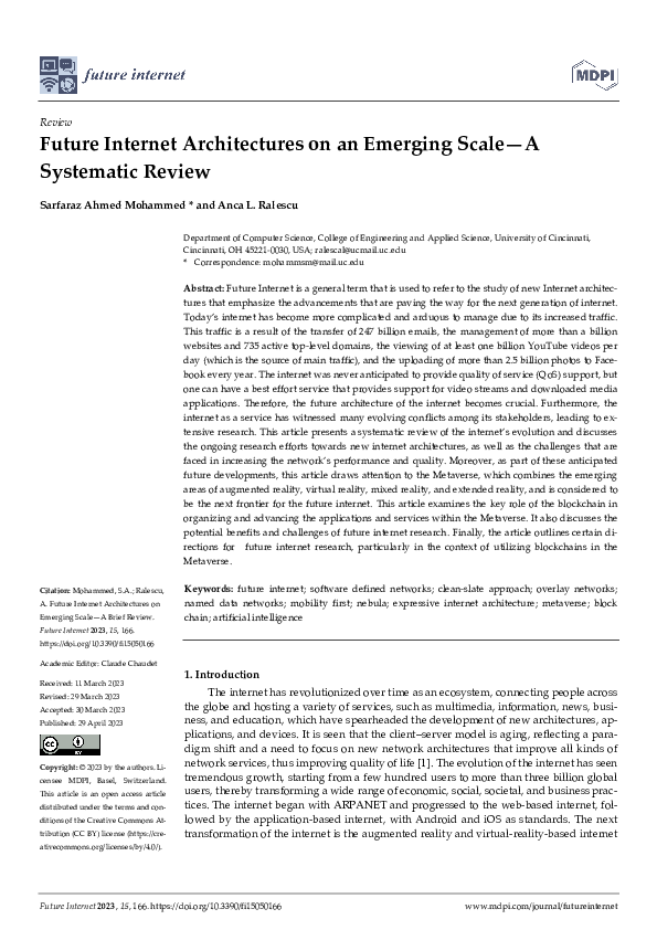 (PDF) Future Internet Architectures on an Emerging Scale—A Systematic ...