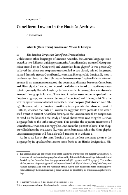 (PDF) Cuneiform Luwian in the Hattuša Archives