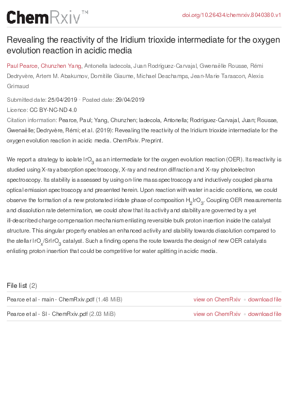 (PDF) Revealing the Reactivity of the Iridium Trioxide Intermediate for ...
