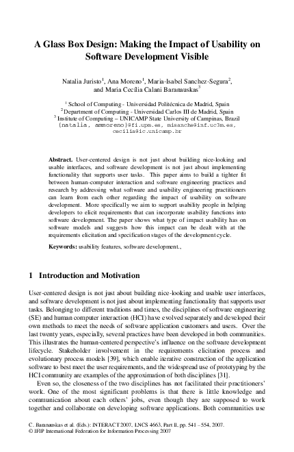 (PDF) A Glass Box Design: Making the Impact of Usability on Software ...
