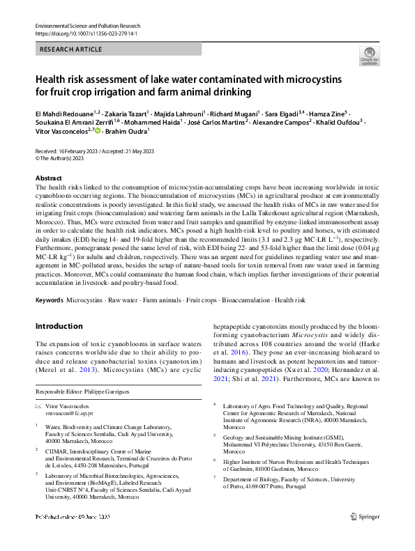 (PDF) Health risk assessment of lake water contaminated with microcystins for fruit crop ...