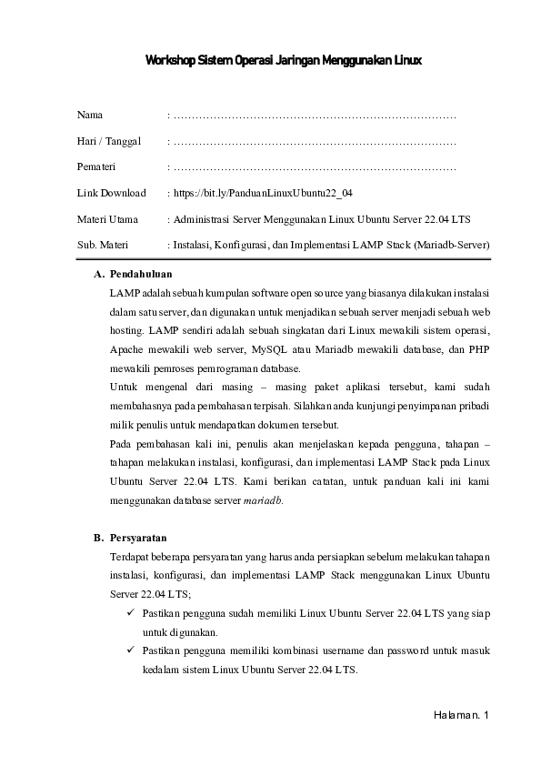 Pdf Instalasi Konfigurasi Dan Implementasi Lamp Linux Apache Mariadb Phpstack Pada Linux
